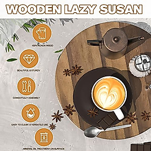 Lazy Susan Kitchen Cabinet Organizers - 13.2 Inch Acacia Wood Lazy Susan Turntable Organizer for Pantry Table Countertop Bathroom Organization and Storage, Non-Skid, Strong Kitchen Accessories