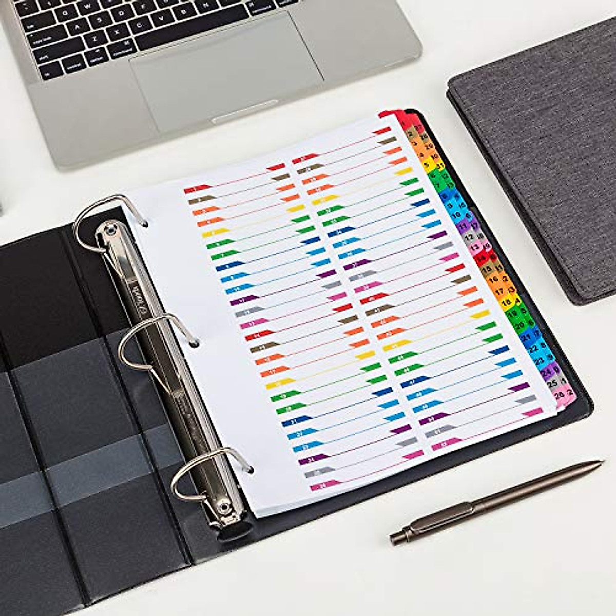 Amazon Basics 52-Tab Paper Binder Divider,Numbered, Multi-Color, 1 Set