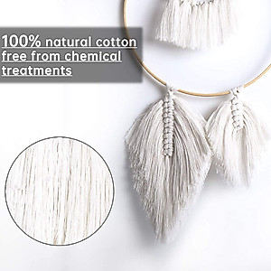 O-heart Macrame Wall Hanging, Woven Boho Chic Wall Decor Cotton Leaf Feather Bedroom Decor Large Wall Art Decor, Bohemian Home Decorations Wall Accent - Style 1