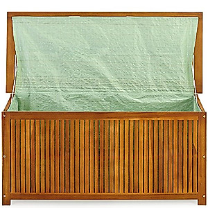 cucunu Outdoor Storage Box 65 Gallon Wooden Deck Boxes for Patio Garden Pool 46x20x24 Inch Waterproof Wood Chest Large Container