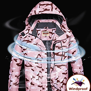 WULFUL Women’s Waterproof Snow Ski Jacket Mountain Windproof Winter Coat with Detachable Hood