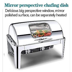 Food Warmer, Chafing Dish Stainless Steel Chafing Dishes with Lid for Parties, 9L Commercial Food Warmer for Buffet, with 3 Kind of Warming Tray (A) ()