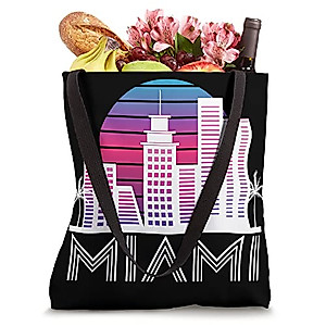 Retro Miami Cityscape Skyline Vintage 80s Beach Souvenir Tote Bag