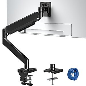 MOUNTUP Monitor Desk Mount Fits 22-42'' Heavy Duty Widescreen, Gas Spring Computer Monitor Stand for desk, Holds 4.4-33 lbs Larger Screen, Ultrawide Monitor Arm with USB, VESA Mount Clamp/Grommet Base