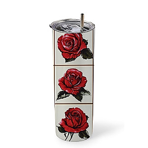red roses insulated tumblers coffee cup Gift，red roses Drinking Glasses-Tea Cup-Coffee Mug tumbler with lid and straw 20 oz insulated tumbler cups