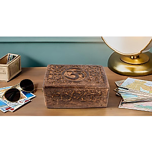 Great Birthday Gift Ideas Handmade Decorative Wooden Jewelry Box Jewelry Organizer Keepsake Box Treasure Chest Trinket Holder Watch Box Storage Lock Box 6 x 4 Inches Housewarming Gift Ideas Men Women