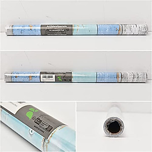 Art3d 17.7"x78.7" Peel and Stick Wallpaper - Decorative Self Adhesive Vinyl Film Wood Grain Wallpaper for Furniture Cabinet Countertop Shelf Paper, Blue Distressed Wood