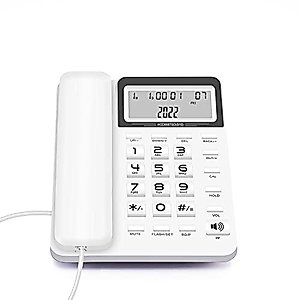 Corded Landline Phones for Home/Hotel/Office/Elderly, with Call Forwarding System, Tilt Display& Hands-Free, and Adjustable Volume