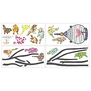 DECOWALL DW-1202 14 Birds on a Branch Kids Wall Stickers Wall Decals Peel and Stick Removable Wall Stickers for Kids Nursery Bedroom Living Room