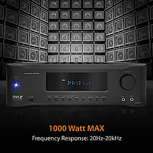 Pyle 5.2-Channel Hi-Fi Bluetooth Stereo Amplifier - 1000 Watt AV Home Speaker Subwoofer Sound Receiver with Radio, USB, RCA, HDMI, Mic In, Wireless Streaming, Supports 4K UHD TV, 3D, Blu-Ray -PT694BT