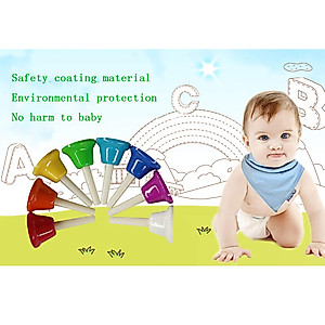 Yalloy Handbells Set Metal Hand Bells Set Coloful Toddler Handbell Musical Toy 8 Note Diatonic For Kids Bells Instrument,Festival,Musical Teaching,Church Chorus,Wedding,Family Party