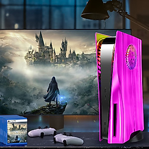 SIKEMAY PS5 Accessories PlayStation 5 Plates with RGB LED Light Strip, Console Cover Face Plates Side Shell with Cooling Vents, PS5 Lights 8 Color 400+Effects Kit, Custom Dust Skin - Plating Purple