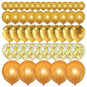 105pcs Matte Balloons and Confetti Balloons with 18 Inch + 12 Inch + 10 Inch + 5 Inch Latex Party Balloons for Gender Reveal Wedding Engagement Birthday Bridal Shower Party Decorations (Gold)