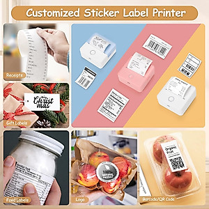 ADBAOBO Sticker Printer, Portable Bluetooth Photo Printer, Pocket Thermal Printer for Study Notes, Scrapbook Supplies, Journals, Receipts, Compatible with Phone & Tablet, 1 Roll Paper, Blue