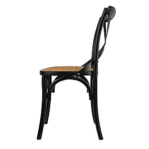 2xhome Set of 2 Black Mid Century Modern Farmhouse Antique Cross Back Chair With X Back Assembled Solid Real Wooden Frame Antique Style Dining Chair Side For Accennt Chair Woven Kitchen Task Work Desk