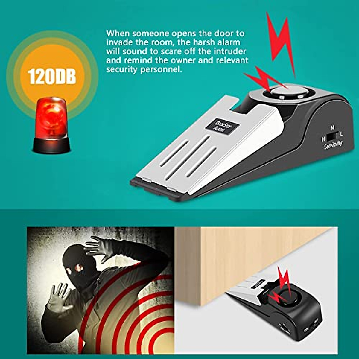 HNHMT Upgraded Portable Door Lock & Door Stop Alarm, Dual Protection Security Door Kit,Door ​Security Devices Pocket Self Defensey Tools,for Traveling Hotel Home Apartment College House(2 Pack)