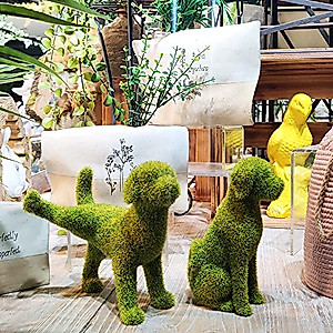 HOWFIELD Garden Statues and Figurines Outdoors - Naughty Peeing Puppy Figurines, Grass Green Dog Outdoor Statues, Outdoor Decorations for Patio