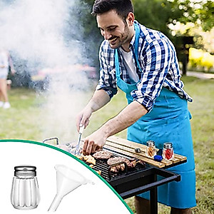 12 Pieces Mini Pepper Shakers Set Mini Shaker Tiny Pepper Shakers Glass Shaker Bottle Condiment Storage Jar with 4 Pieces Plastic Mini Funnels for Storing Pepper, Sugar