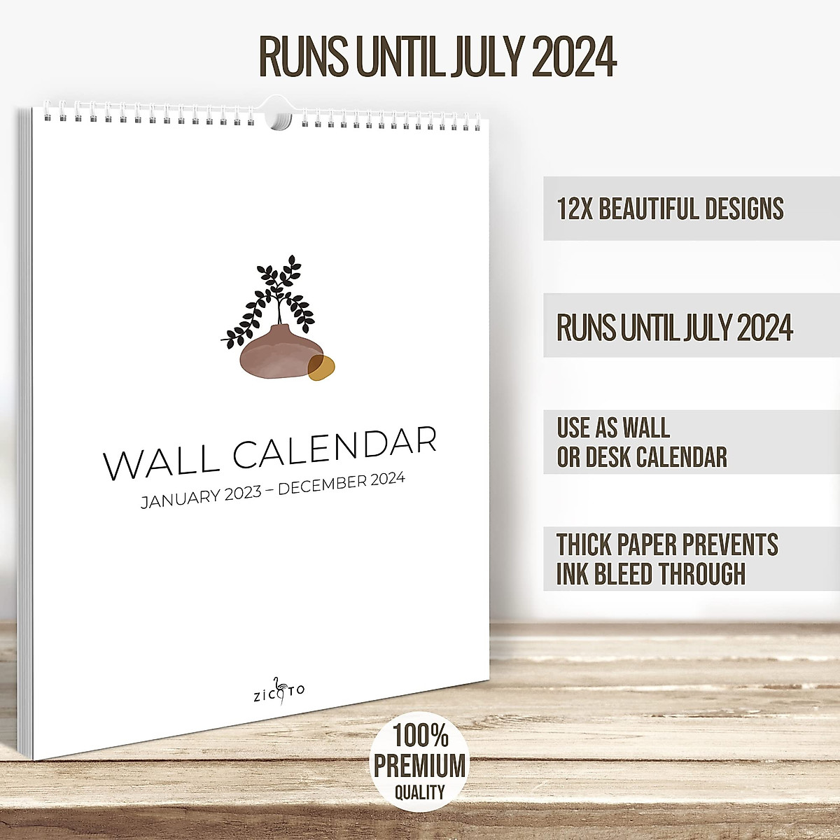 Beautiful 2023 Abstract Design Wall Calendar - Runs Until July 2024 - The Perfect Office Supplies for Women With Monthly Boho Decor Designs for Easy Planning
