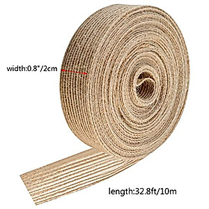 6 Roll Natural Burlap Fabric Burlap Ribbons Roll, Natural Burlap Wedding Ribbon Decorative Burlap Fabric for Wedding DIY Crafts Burlap Bows Gift Wrapping Home Decor, 0.8inch 32.8Ft Each Roll