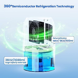 36Oz Upgraded Small Dehumidifiers for Home, DDVIVAL Dehumidifiers for Bathroom (320 sq.Ft),with Auto-off＆7 Color LED Lights,Quiet Energy Saving Mini Dehumidifiers for Bedroom Room RV Basement Closet