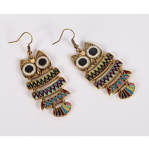 CUTIEJEWELRY Owl Bird For Women Ladies Jewelry Dangle Earrings (Owl) 4 PAIRS
