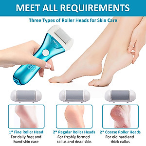 Callus Remover for Feet, Electric Foot File Rechargeable Foot Scrubber Pedicure Tools for Feet Electronic Callus Shaver Waterproof Pedicure kit for Cracked Heels and Dead Skin with 5 Roller Heads