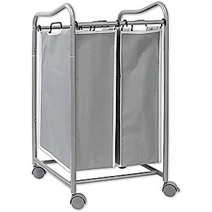 Simple Houseware Heavy-Duty 3-Bag + 2-Bag Laundry Sorter Cart, Silver