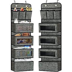 VERONLY Door Hanging Organizer, Nursery Over the Door Pantry Organizer with 4 Large Pockets and 3 Small Pockets, Wall Mount Behind the Door Storage Organizer for Baby Essentials,Nursery, Diapers,Bathroom, Clothes, Bedroom,Cosmetics, Toys and Sundries(Blac