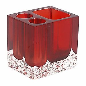 LUANT 5-Piece Resin Bathroom Accessory Set with Soap Dish, Dispenser, Toothbrush Holder and Tumbler, Red