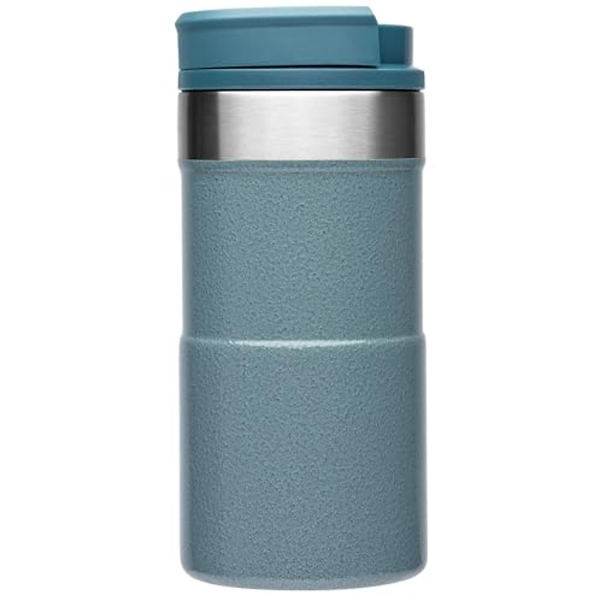 STANLEY NeverLeak Travel Mug .35L / 12OZ Hammertone Ice – Leakproof - Tumbler for Coffee, Tea & Water - BPA FREE - Stainless-Steel Thermo Cup - Rotating lid covers drink - Dishwasher Safe