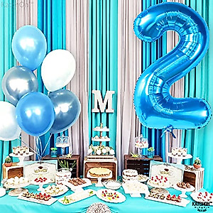KatchOn, Blue Number 2 Balloon - Huge, 40 Inch | Baby Shark Birthday Decorations 2nd Birthday Boy | Blue 2 Balloon Number, Baby Shark 2nd Birthday Balloons Boy | Two Cool Birthday Party Decorations