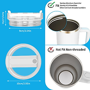 Clear Tumbler Lid Fit for Stanley 40 oz Cup, Replacement Tumbler 40oz Lid, Spill Proof Splash Resistant Covers for Stanley Quencher Tumbler and More Coffee Mugs, 2 Packs (Clear White)