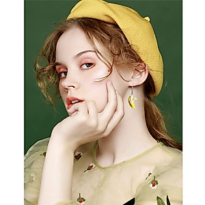 SLSF Cute Lifelike Fruits Resin Imitate Food Banana Dangle Drop Earrings for Women Summer Beach Holiday Jewelry (Banana 1)