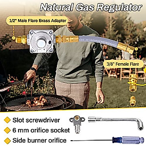 98523 Natural Gas Conversion Kit, 10 Ft 1/2" ID Natural Gas Hose and Nature Gas Regulator, Compatible with Monument Grills Model 41847NG and 77352NG,Converts Your Grills to Natural Gas