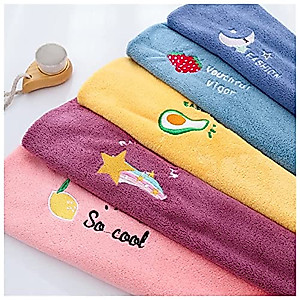 Rapid Drying Towel for Women, Coral Fleece Women Hair Towel Set, Soft Dry Hair Towel with Embroidery, Super Absorbent Hair Wrap Turban Microfiber Hair Towel Wrap for Children and Women (Pink)