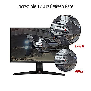 ASUS TUF Gaming 27” 1440P HDR Monitor (VG27AQGL1A) ZAKU II Edition - QHD (2560 x 1440), 170Hz, 1ms, IPS, G-SYNC Compatible, Extreme Low Motion Blur Sync, 130% sRGB, Eye Care, DisplayPort, HDMI, USB