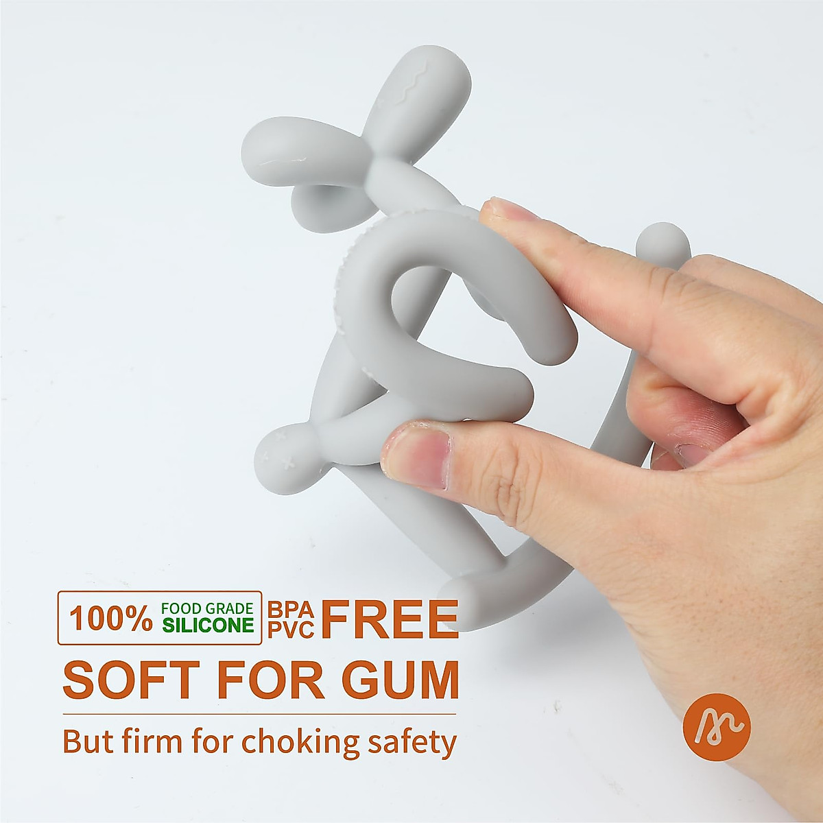 Miraloop Teething Toy for Baby 0-6, 12, 18 Months Infant, Jellydog Never Drop Food Grade Silicone Rocking Teether, Prevent Choking & Odorless, Less Dust and Hair Adhesion, Baby Gift, Mint Green