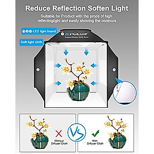 PULUZ 40cm/16 inch Portable Photo Studio Shooting Tent Folding Softbox Lighting Kit Adjustable 24W 5500K 480pcs LED Bulbs Soft Box for Product Photography with 4 Colors PVC Backdrops