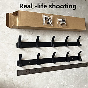 Jiafengyuan Coat Hook Towel Hooks Hat Rack Wall Hook Clothes Hooks Hanger Wall Mounted Heavy Duty Hook Rack Aluminum Alloy for Towel Bathroom Entrance Behind The Door Bedroom (5 Hook Black, 2-Pack)