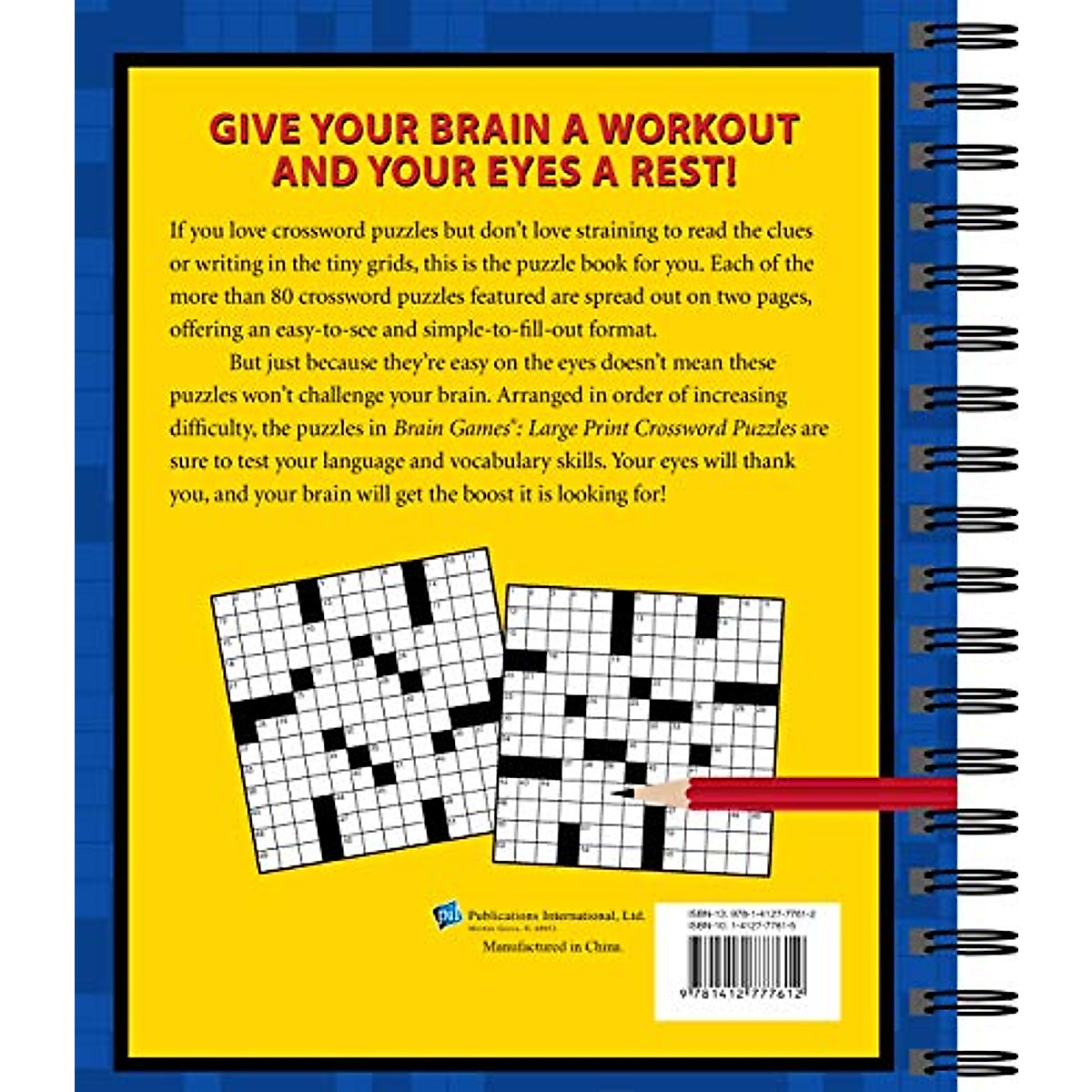 Brain Games - Crossword Puzzles - Large Print (Blue)