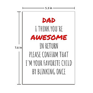 Ikassong Funny Card for Dad Birthday Father's Day 5.3 x 7.6 with 2 Envelopes