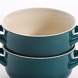 Crock Pot 30oz Artisan Stoneware Soup Bowl w/Handle, 2-Pack, Teal Gradient
