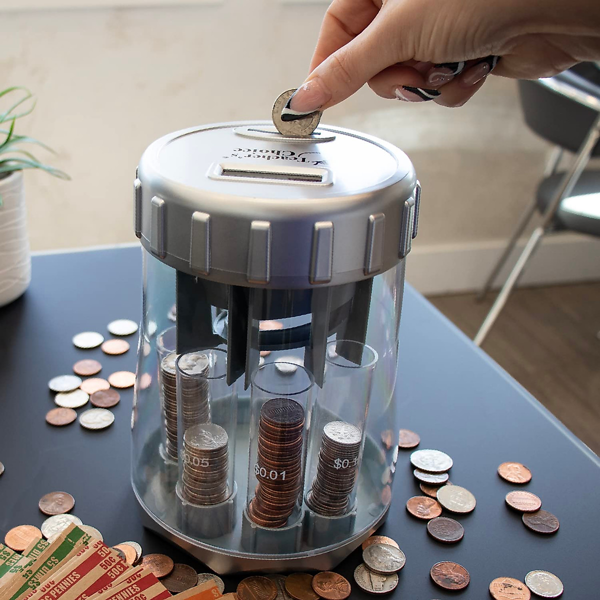 Digital Coin Counter Automatic Coin Sorter - 2020 Version - Digitally Keeps Count of and Automatically Sorts U.S. Coins into Individual Tubes with 20 Coin Wrappers Included