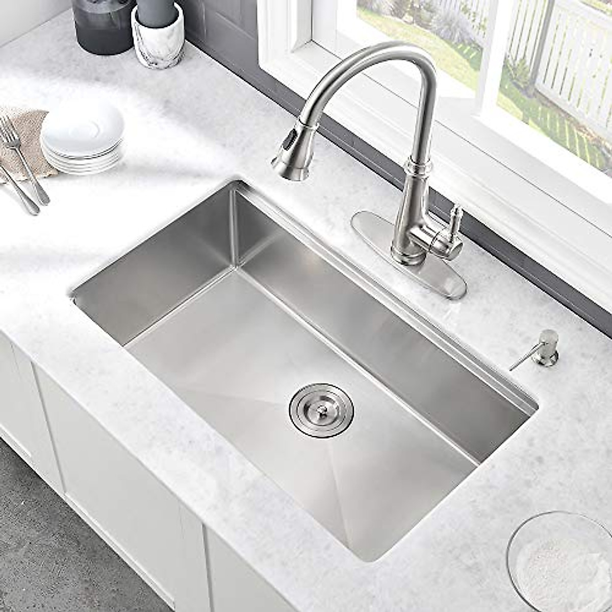 32 Undermount Kitchen Sink Stainless Steel- VASOYO 32x19 Inch Undermount Workstation Kitchen Sink 16 Gauge 10 Inch Deep Stainless Steel Single Bowl Kitchen Sink with Cutting Board