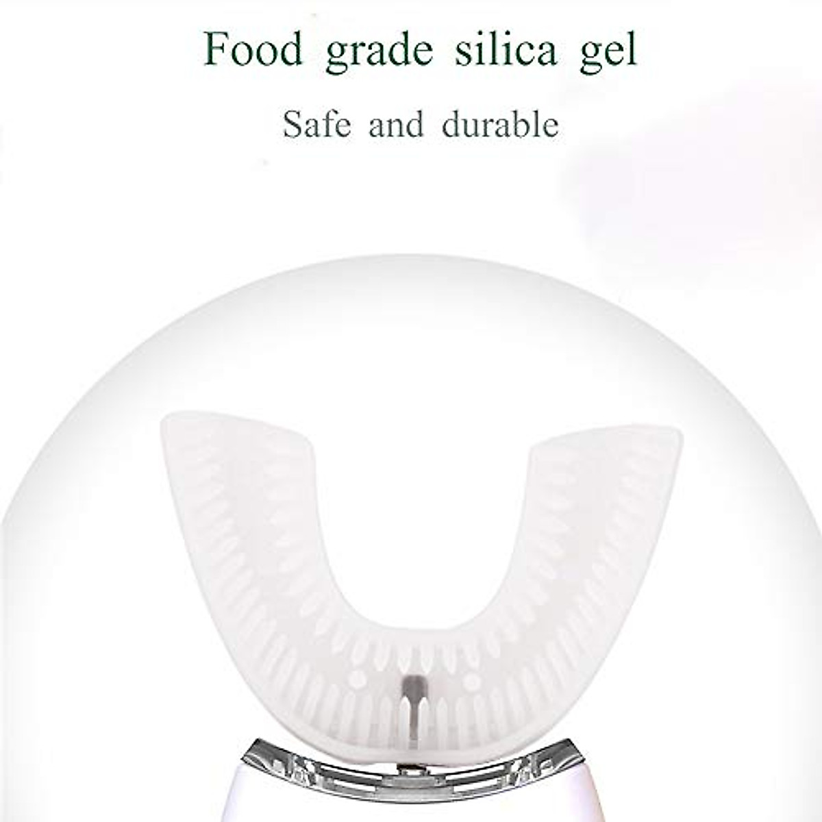 Automatic Massage Whitening Toothbrush IPX7 Waterproof Long Standby Charging Portable 360° Ultrasonic Electric Lazy Toothbrush, With LED Blue Light Whitening Lamp, Convenience Durable Clean (White)