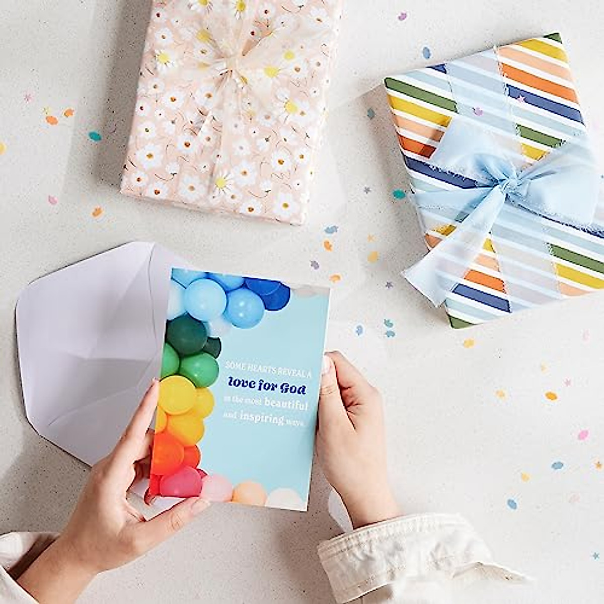 DaySpring - Birthday Balloons - 4 Balloon Designs Assortment with Scripture - 12 Happy Birthday Boxed Cards & Envelopes (U0057)