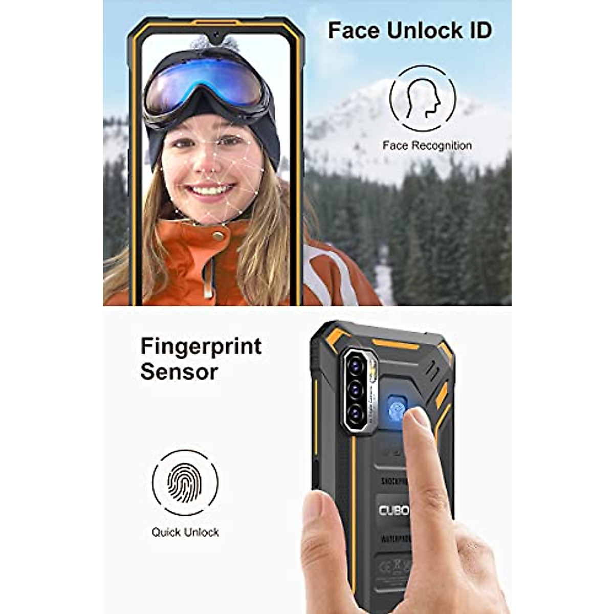 CUBOT Rugged Smartphone, King Kong Rugged Cell Phone, 4GB+64GB, 48MP Camera, Android 11 Phone, 6.1” HD+ Screen, 5000mAh Battery, 4G Dual SIM Phones, IP68 Waterproof Cell Phone, Face ID, Orange