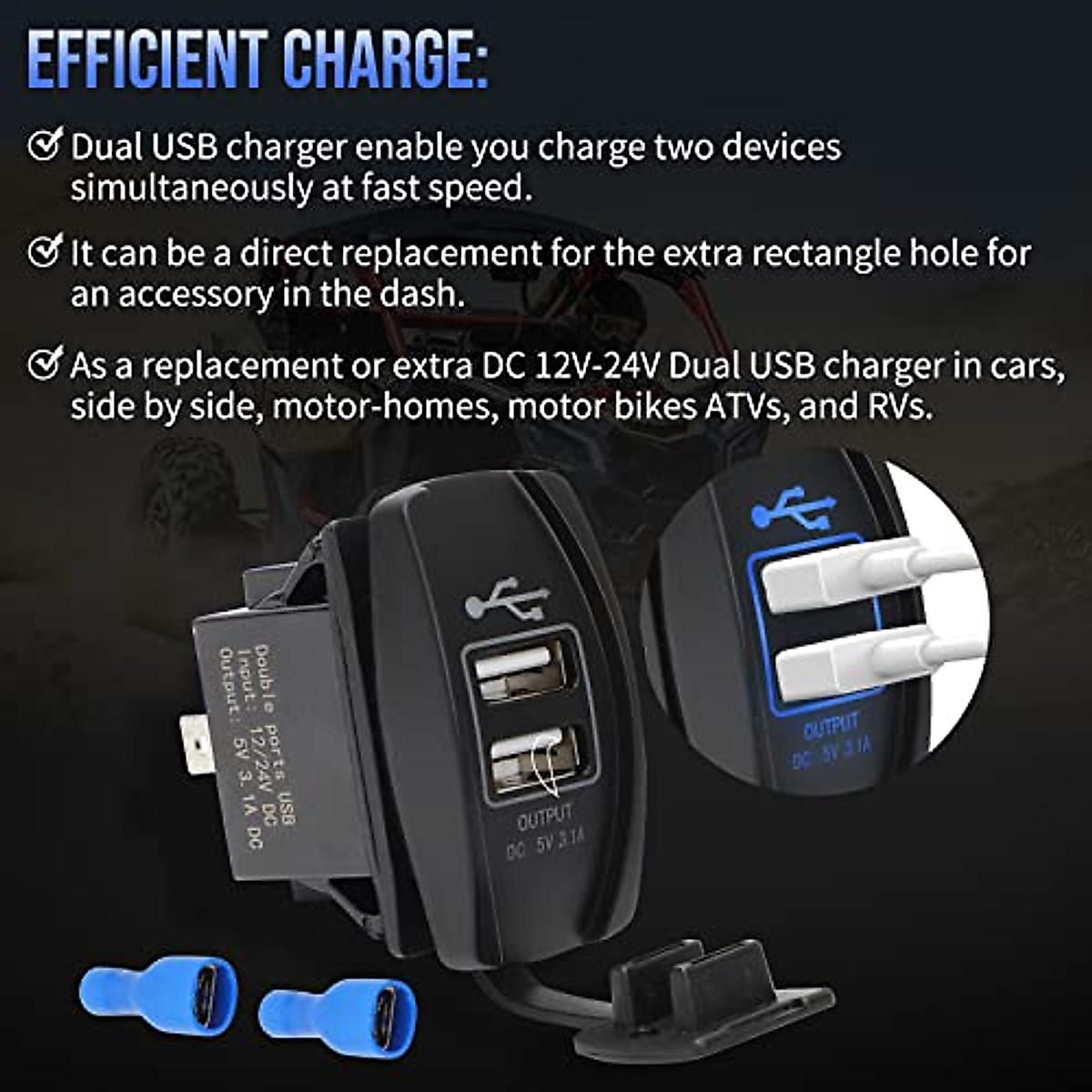 MOTOQUEEN UTV Turn Signal Kit with Horn and USB, Street Legal Turn Signal Kit with Rocker Switch Plug & Play UTV Street Legal Kit for Polaris RZR Ranger SXS Dirt Bike Can-Am Golf Cart Beach Cart