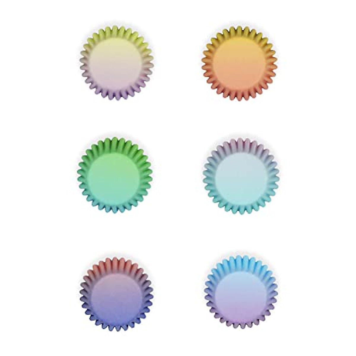 Mini Cupcake Liners Cupcake Cups 300-Count Food Grade Green Orange Gradient Design Cupcake Papers Baking Cups Cupcake Wrappers(Small Size) qiqee